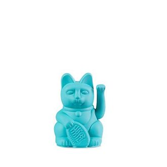 Donkey Lucky Cat Mini | Turquoise | Japanische Gl&uuml;cksbringer Winkekatze in t&uuml;rkis 9,8 cm hoch