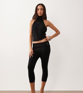 Juicy Couture Exclusivit&eacute; - Pantalon densemble en jersey &agrave; logo pli&eacute; orn&eacute; de strass - Noir