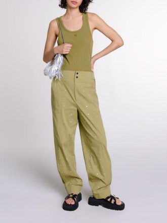 Maje Baggyhose Mit Nieten - Khaki - Gr&ouml;&szlig;e 38 - Maje