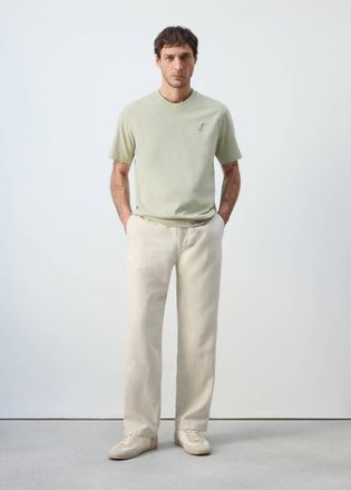 Mango T-shirt 100 % coton d&eacute;tail brod&eacute; vert menthe - Homme - XXL - MANGO MAN