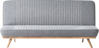 Beliani 2-Sitzer Schlafsofa Stoff dunkelgrau gesteppt hohe Metallbeine Skandi Kalfafel