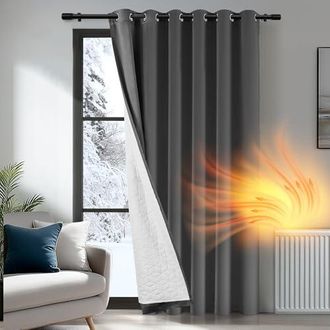 Deconovo Lot de 1 Rideau occultant, Opaque, avec Volants, Thermique, pour Chambre &agrave; Coucher, Salon, Isolation Thermique Dos Blanc, 200L X 220H cm (1 Panneaux) 