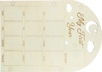 Hemobllo OSALADI Holzbilderrahmen f&uuml;r Erstes Lebensjahr Fotowand zum Einf&uuml;gen von Monaten Fotos Bilderrahmen f&uuml;r Erinnerungen Wachstum des