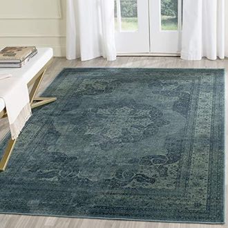 Safavieh Traditionell Teppich für Wohnzimmer, Esszimmer, Schlafzimmer - Vintage Collection, Kurzer Flor, Blau und Multi, 201 X 279 cm