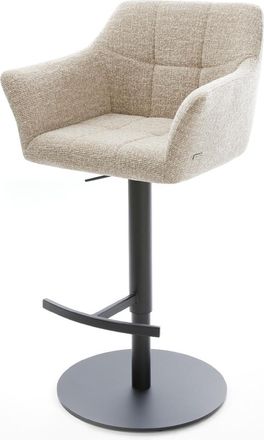 DELIFE Barstuhl Yulo-Flex Webstoff Soft Beige Drehfu&szlig; h&ouml;henverstellbar Metall Schwarz, Barst&uuml;hle