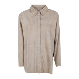 Salvatore Santoro Chemise boutonn&eacute;e en daim - Femme - Blouses et Chemises - Gris - Taille: 36 FR
