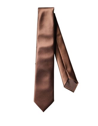Dolce & Gabbana Brown Satin Silk Wide Adjustable Men Necktie Tie
