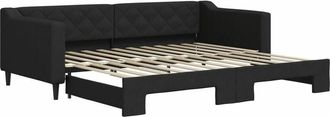 vidaXL Tagesbett Ausziehbar Schwarz 90x200 cm Stoff Vidaxl
