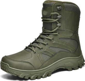 Generic GLDFW Bottes mi-mollet tendance à lacets pour homme Bout rond Bottes de motocross Chaussures de marche décontractées, vert militaire, 39 2/3 EU