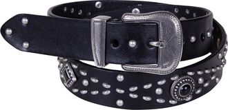 Golden Goose Femme, Accessoires, Noir, Taille: 80 CM Ceinture En Cuir D&eacute;lav&eacute; Orn&eacute;e De Clous