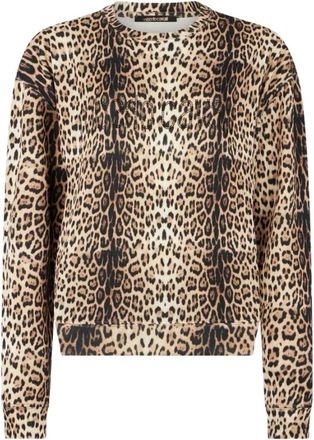 Roberto Cavalli Femme, Sweatshirts et sweats &agrave; capuche, Brun, Taille: 38 FR Jaguar Print SweaT-shirt