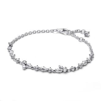 Pandora Timeless Funkelndes Herarium Cluster Kettenarmband aus Sterling-Silber mit Cubic Zirkonia in der Farbe Silber, Timeless Kollektion, 18cm, 592631C01-18