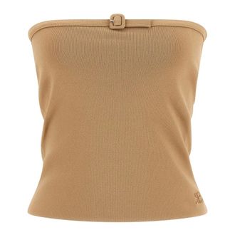Courr&egrave;ges Femme, Tops, Beige, Taille: 38 FR Buckle Top