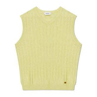 Versace Femme, Pulls, Jaune, Taille: 36 FR Gilet col V