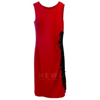 Escada red dress with black bead and sequin detail Size XS