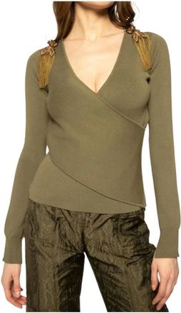 Patrizia Pepe Femme, Pulls, Vert, Taille: 36 FR V-neck Tricots