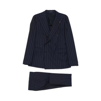 Tagliatore Gestreifter Zweireiher-Anzug - - Suits - Herren - Blau - 4XL