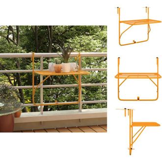 vidaXL Balkontisch Gelb 60x40 cm Stahl - Balcontisch - Gartenm&ouml;bel - Esszimmertisch - Stahlttisch - Klappbarer Tisch