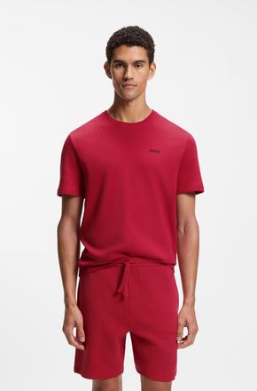HUGO BOSS Pyjamaoberteil BOSS Waffle T-Shirt, Herren, Gr. XXL, medium rot 610, Obermaterial: 60% Baumwolle, 40% Polyester, regular fit, Rundhals, Shirts