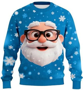 Generic Pull de No&euml;l pour homme - Pull fantaisie - Flocons de neige moches - P&egrave;re No&euml;l - Imprim&eacute; 3D - Bonhomme de neige - Arbre de No&euml;l - Pull &agrave; manches longu