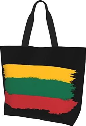 AOOEDM Sac &agrave; provisions r&eacute;utilisable en toile pour femmes avec drapeau de la Lituanie