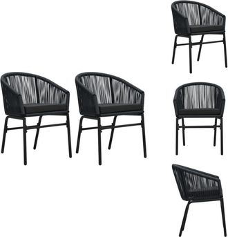 vidaXL Vidaxl - Lot de 2 chaises de jardin en rotin PE noir - Cadre en acier enduit de poudre - R&eacute;sistantes aux intemp&eacute;ries - Dimensions 58x58x78cm