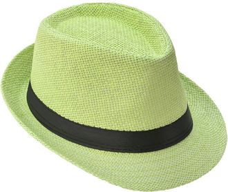 Miobo Strohhut, Fedora für Herren, Damen, Kinder, Trilby-Design, Sonnenschutz 54-Strohhut-Gruen