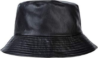 ZLYC Hivernal Chapeau Bob Cuero en Cuir PU pour Femmes Hommes(Noir),Taille Unique