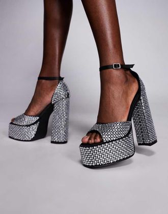 Simmi London SIMMI London - Ruby - Sandales à plateforme et strass - Noir