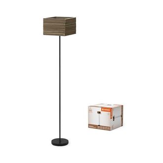 Ledvance Standleuchte Decor Cardboard Square braun aus Wellpappe, leicht, E27, 1600 mm Höhe, Leuchtenschirm aus recyceltem Material, nachhaltig durch austausch
