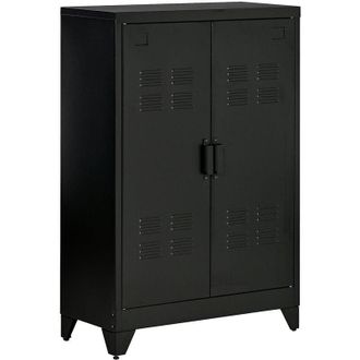 HOMCOM Homcom - Aktenschrank Metallschrank Mehrzweckschrank mit magnetischer Lamellen-Doppelt&uuml;r Verstellbarer Einlegeboden B&uuml;roschrank Aufbewahrungsschrank