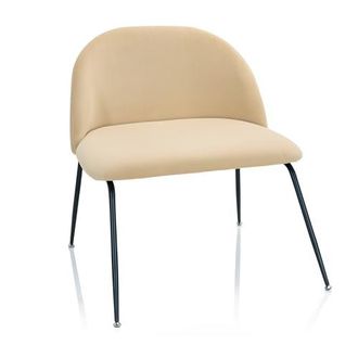 hjh OFFICE VELVO 645056 Fauteuil Visiteur rembourr&eacute; en Velours avec Pieds en m&eacute;tal Beige