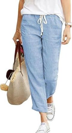 SHEKINI Pantalon Lin Femme Été Décontractés Pantalons Coton Décontracté Confortable Pantalon Jogging Pants Taille Elastique Pantalon Sport avec Poches