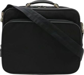 Prada Pre-owned Sacoche en nylon et cuir avec logo triangulaire - Homme - Pre-owned - Noir - Taille: ONE Size