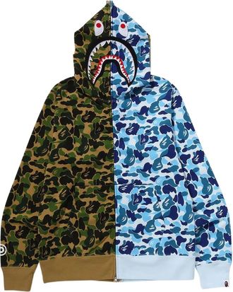 A Bathing Ape hoodie zippé Abc Camo Separate Shark - Vert