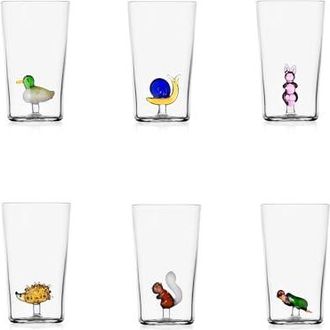 Ichendorf Animal Farm Lot de 6 verres Long Drink en verre borosilicate, d&eacute;cors assortis