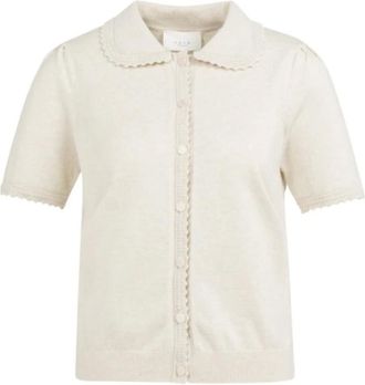 YaYa Yaya, Femme, Pulls, Beige, Taille: 42 FR Cardigan Tricot&eacute; &agrave; Manches Courtes et Boutons