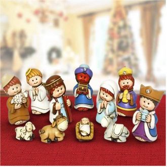 Trade Shop Trade Shop Traesio - Trade Shop - Krippenset f&uuml;r Kinder f&uuml;r Weihnachten Krippe Krippenfiguren aus Kunstharz 7 cm 11 St&uuml;ck