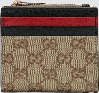 Gucci Portemonnaie aus GG Supreme Canvas mit Lederbesatz und Webstreifen