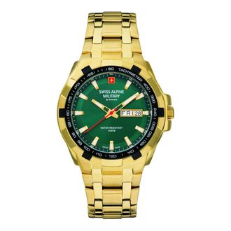 Swiss Alpine Military Montre Homme Bracelet Star Fighter 41 mm Bracelet Acier Inoxydable 7043.1114 - Homme - Accessoires - Jaune - Taille: ONE Size