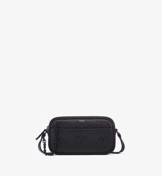 MCM Aren Umh&auml;ngetasche aus Leder mit Maxi-Monogramm und zugeh&ouml;riger Kettenriemen-Pouch