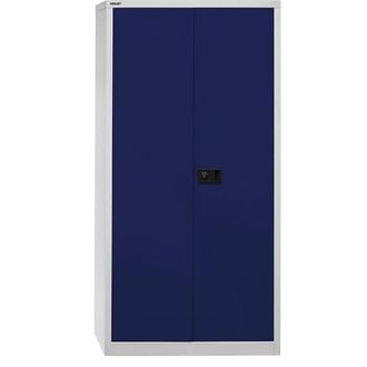 Bisley Flügeltürenschrank Universal, Garderobeneinsatz, Metall, 505 Korpus Lichtgrau, Fronten Oxfordblau, 40 x 91.4 x 195 cm