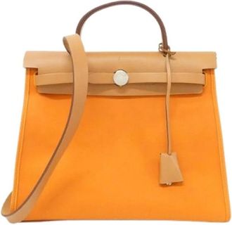 Herm&egrave;s Pre-owned Herbag Zip PM Toile Officier Vache Hunter Bag - - Pre-owned - Damen - Orange - ONE SIZE