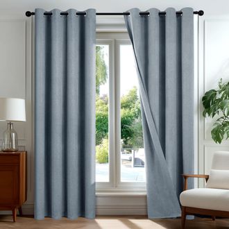 Deconovo 100% Blickdichte Vorh&auml;nge mit &Ouml;sen Gardinen Wohnzimmer Schallschutz Vorhang Verdunkelung Thermogardinen Hitzeschutz Blackout Curtains, H214 x B140 cm,