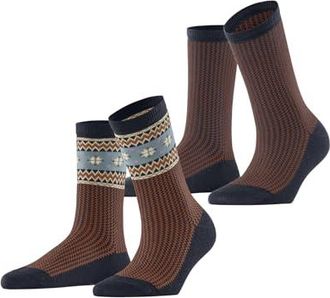 Esprit Scandi Multipack W So coton laine fantaisie lot de 2 paires, Chaussettes Femme, Bleu Marine 6120, 35-38