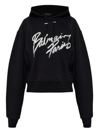 Balmain script-graphic hoodie - Noir