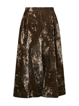 Uma Wang Womens Midi Skirt Gomes Dark Olive Velvet Green Viscose