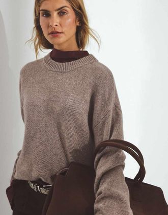 NA-KD pull en laine tricot&eacute; beige-Marron