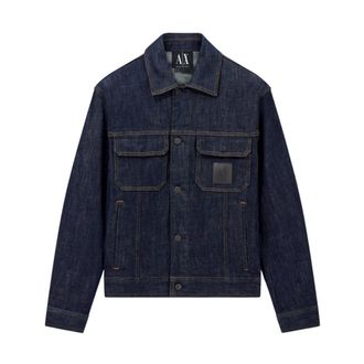 A|X Armani Exchange Homme, Vestes, Bleu, Taille: S Veste Trucker en Denim