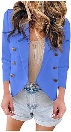 Generic L9WEI Blazer pour femme - Veste de bureau courte pour femme - Style moderne - Bol&eacute;ro &agrave; manches longues - &Eacute;l&eacute;gant revers - Couleur unie - Slim - Pour l